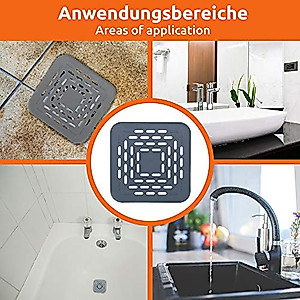 ECENCE Hair Catcher 3pcs Drain Cover for Shower, Bathtub, Kitchen, Sink Drain Strainer, Hair Stopper with suction cup, Thermoplastic, white, green, blue, 13x13x0,5cm