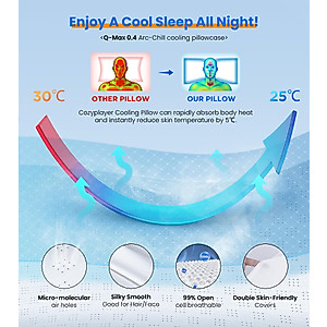 Ultra Pain Relief Cooling Pillow for Neck Support, Adjustable Cervical Pillow Cozy Sleeping, Odorless Ergonomic Contour Memory Foam Pillows, Orthopedic Bed Pillow for Side Back Stomach Sleeper