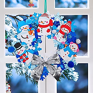Winlyn 12 Sets Christmas Craft Kits Winter Crafts DIY Christmas Snowflake Wreath Ornaments Decorations Art Sets Snowman Santa Christmas Foam Stickers Arts and Crafts for Kids Classroom Art Activities