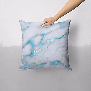 iiRov Marble & Digital Blue Frosted Foil V1 - Custom Decorative Home Decor Indoor or Outdoor Throw Pillow Cover for Sofa, Bed or Couch Cushion (Pillow CASE Cover ONLY)