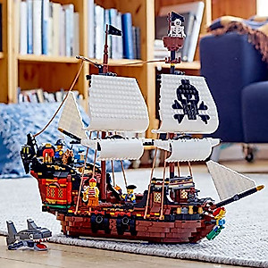 LEGO Creator 3in1 Pirate Ship 31109 Building Set - Toy Ship with Inn, Skull Island, Featuring 4 Minifigures, Shark Figure, Gift for Kids, Boys, and Girls Ages 9+ Years Old