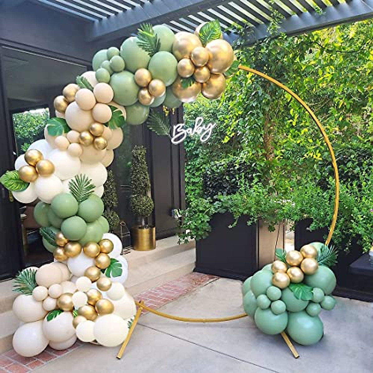 Sage Green Gold White Latex Balloons,50 Pcs 12 Inch Green and blush Gold Party Balloons For Birthday Baby Shower Engagement Wedding Anniversary Party Decorations
