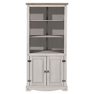 Furniture Dash Wood Bookcase Library with Doors Corona Gray