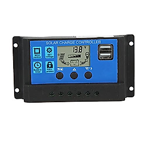 30A Solar Panel Controller, 3 Level PWM Control Charging LCD Display Efficient Multi Protections Solar Charge Regulator Universal for 12V/24V Solar Panels