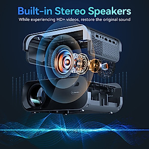 SUREWHEEL Projector, 1080P Native Projector with WiFi and Bluetooth, 12000 Lumens Bluetooth Projector 220" Display, Outdoor Movie Projector Compatible with TV Stick/HDMI/iOS/Android