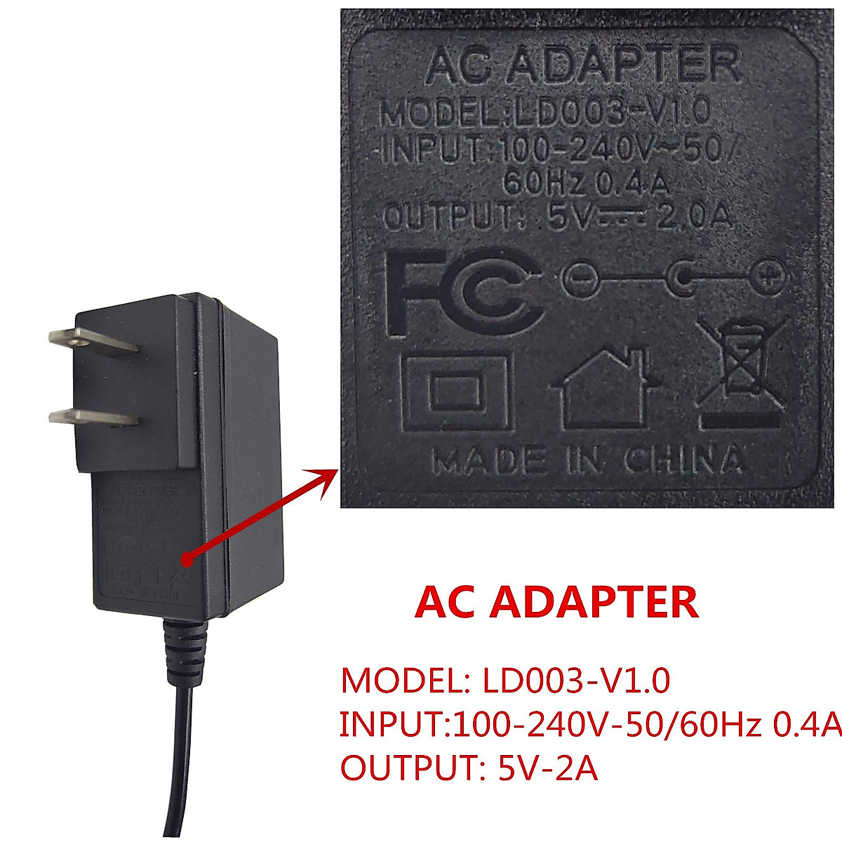 AC Power Supply TV Box - Original Android TV Box US Plug AC Power Adapter Wall Charger Cable Cord AC 100-240V to DC 5V 2A Power Supply DC Connector Jack 5.5mm x 2.1mm