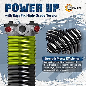 Garage Door Torsion Spring 207x1.75x30 Replacement - 1" Nylon Bushing, Winding Bars, Gloves, & Manual Precision E-Coating 5-Year Warranty Min. 30,000 Cycles for Right Side of Garage Door (Black Cone)