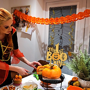 My 1st Boo Day Cake Topper - Halloween Happy Birthday Cake Decor for Baby's First Birthday - Fall Theme Happy 1st Birthday/Baby Shower Party Decorations Supplies for Kids, Gold Glitter