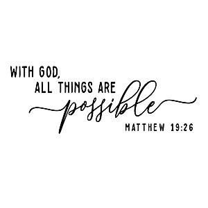 with God All Things are Possible Matthew 19:26 - Carved Vinyl Separated Letters Bible Verse Quotes Wall Decal Words Scripture Christian DIY Home Décor