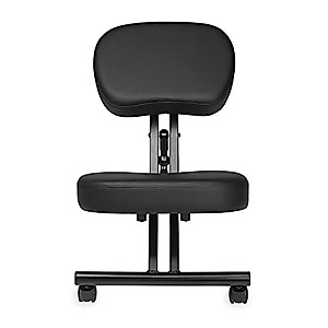Gaiam Ergonomic Kneeling Chair - Adjustable Office Chair with Padded Cushions - Home Office Chair for Improving Posture and Core Alignment - Includes Easy-Glide Lockable Caster Wheels