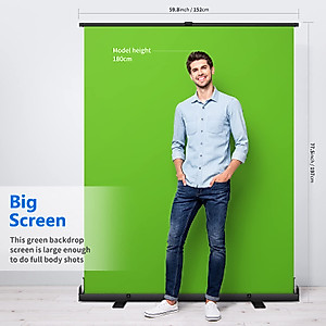Neewer 5x6 ft/1.5x1.9m Green Screen Green Backdrop, Portable Collapsible Chromakey Background, Pull-up Style with Auto- Locking Frame, Solid Aluminium Base for Photo Video, Live Game, Tiktok Video