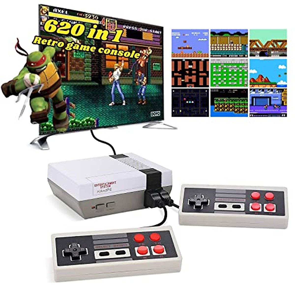 Retro Classic Game Console,Classic Video Games System Built-in 620 Games and 2 Classic Edition Controllers,Av Output Plug and Play,Retro Toys