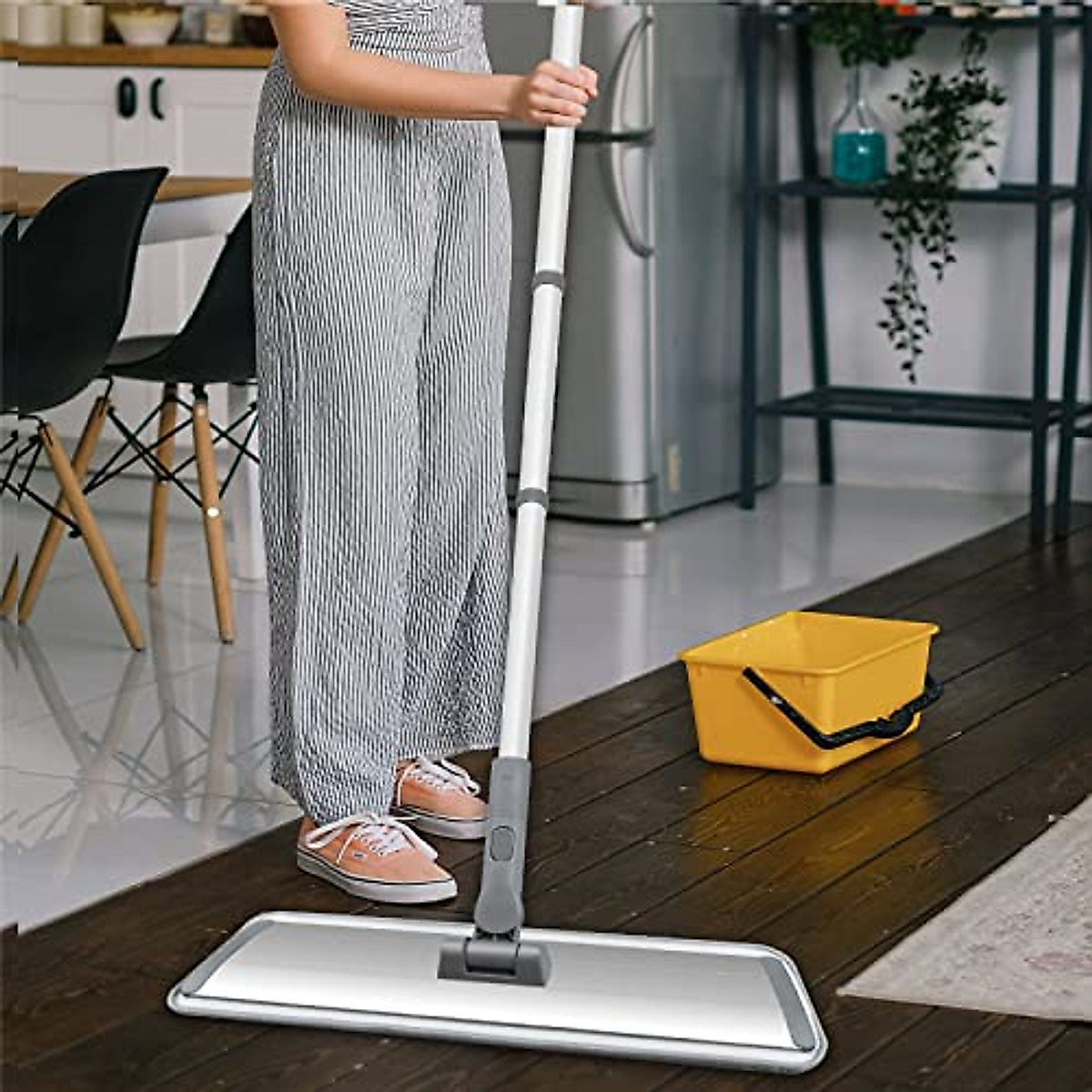 Microfiber Mop for Floor Cleaning, Aifacay Flat Floor Mop with 4 Washable Mop Pads Wet Mop System 360 Swivel Dust Dry Mop for Hardwood Laminate Tile Vinyl Floors Wall Baseboard Mop with Long Handle