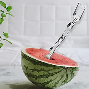 Foldable 2 In 1 Stainless Steel Fruit Cutter, 2024 Upgrated Watermelon Windmill Cutter Slicer Tool for Melon Cube, Multifunctional Fruit Fork Watermelon Cutter Knife for Kitchen Gadgets (2)