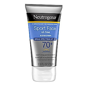 Neutrogena Sport Face Sunscreen SPF 70+, Oil-Free Facial Sunscreen Lotion with Broad Spectrum UVA/UVB Sun Protection, Sweat-Resistant & Water-Resistant, 2.5 fl. oz