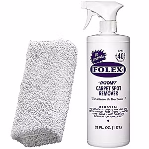FOLEX Instant Carpet Spot Remover + Daley Mint Cloth | Instant Rug, Upholstery, and Carpet Spot Remover Kit for Home, 32oz