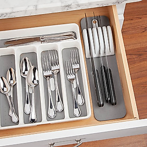 Fox Valley Traders In Drawer Knife Storage Mat, Crafted with BPA-Free Plastic and Silicone, Kitchen Gadgets - Measures 14 1/2" Long x 4" High, by Chef's Pride