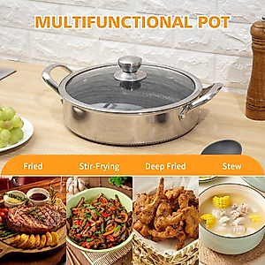 Toutrop Stainless Steel Saute Pan 12 inch Deep Frying Pan,6 Quarts Nonstick Skillet Large Sauté Pan with Lid,PFOA Free Cookware,Induction Compatible Chef Cooking Pan,Dishwasher & Oven Safe