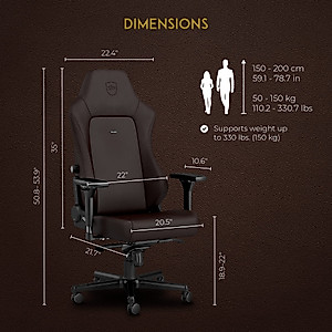 noblechairs Hero Gaming Chair/Office Chair with Lumbar Support, PU Hybrid Leather, Java Edition