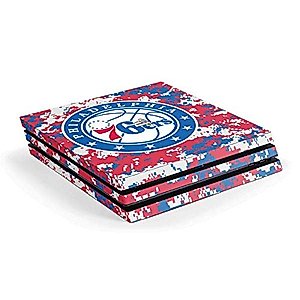 Skinit Decal Gaming Skin Compatible with PS4 Pro Console - Officially Licensed NBA Philadelphia 76ers Red Digi Camo Design