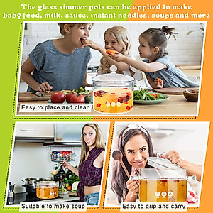 Hsei 3 Pcs Glass Simmer Pot Heat Resistant Clear 1.3 1.5 1.9 L Glass Saucepan with Cover Handle Glass Pots for Cooking Glass Cookware Glass Stovetop Pot and Pan with Lid for Pasta Noodle (Trendy)
