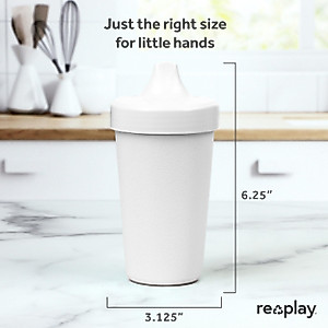 Re-Play Made in USA 10 Oz. Sippy Cups for Toddlers, Set of 3 - Reusable Spill Proof Cups for Kids, Dishwasher/Microwave Safe - Hard Spout Sippy Cups for Toddlers 3.13 x 6.25, Seashell