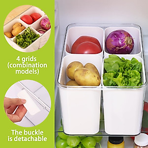 Moretoes 1 Pack Veggie Tray with Lid Sealed Sectioned Fruit Snack Serving Platter Vegetable Storage with 4 Compartments Fruit Storage Containers for Fridge (7.8L)