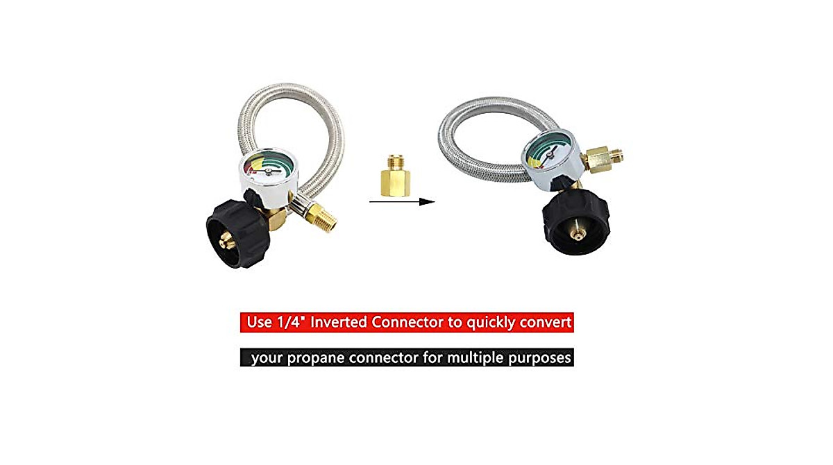 Upgraded RV Propane Pigtail Hoses with Gauge - 2 Pack for Safe Gas Supply