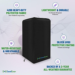 12-Inch PA/DJ Speaker Cover – Black 420D Polyester with Silver UV50 Coating – Water-Resistant, Protective Bag for Stand-Mounted Powered Speakers – Lightweight, Open-Bottom Design (Single Cover)