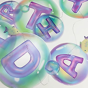 Decor365 Little Mermaid Happy Birthday Banner Under The Sea Theme Party Decorations Ocean Theme Little Mermaid Bubble Garland Fish Coral Bday Garland for Girls Birthday Party Decoration