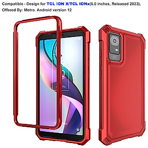 Ailiber Phone Case for TCL ION X/TCL ION V, TCL 40Z T607DL Case with Screen Protector, Dual Layer Structure Protection, Shockproof Corners TPU Bumper, Heavy Duty Protective Cover Case for TCL IONV-Red