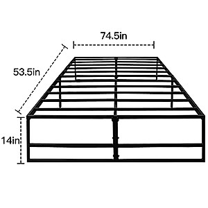 HOMWAYART 14" Full Bed Frames, Black Metal Platform Bed Frame with Storage, Under Mattress Support, Bed Slats,No Box Spring Needed, Easy Assembly (Full)