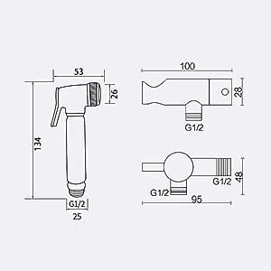 Shower System, Handheld Bidet Sprayer for Toilet Gold Baby Cloth Diaper Sprayer Portable Brass Hand Held Toilet Bidet Sprayer Head with Bidet Hose for Feminine Wash, Pet Washing, Easy to Install