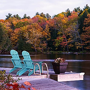 Folding Adirondack Chairs Set of 4, All Weather Resistant Plastic Chair with Cup Holder, Fold or Unfold Easily in 1 Second, Outdoor Chairs for Patio, Garden, Backyard Deck, Lawn, Fire Pit - Lake Blue