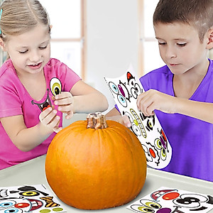 ArtCreativity Halloween Pumpkin Stickers for Decorating - 12 Sheets - Jack-o-Lantern - 26 Pumpkin Decorating Stickers - Cute Halloween Toddler Decor Idea - Pumpkin Party Favors - Halloween Favors