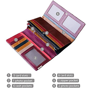 EutDett Patchwork Wallet Women Genuine Leather Purse Multicolor Quilted Diamond Wallet Stitch Ladies Wallet