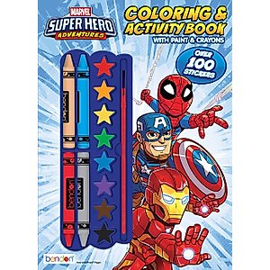 Marvel Super Hero Adventures 128-Page Coloring Book with Paints and Crayons, 47528 Bendon