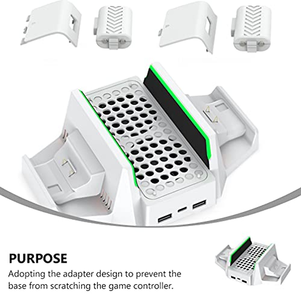 OSALADI Cooling Charging Base Potable Charger Portable Chargers Charger Portable Charging Dock Controller Charger Dock Kickstand Gamepad Dual-Charging Base abs White The Host Cooling Base