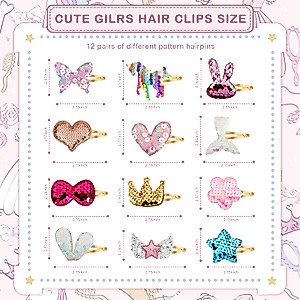 Chuangdi 24 Pieces Hair Clips Shiny Star Crown Heart Butterfly Rabbit Unicorn Shaped Hair Barrettes Cute Hair Clips Metal Snap Hair Pins Glitter Hair Styling Accessories