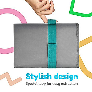 Toolik Baby Diaper Changing Pad, Extra Large (27.5 x 19.7 inch) Waterproof Mat for Stroller Walks or Diaper Bag, Fits Newborn and Toddler for Quick Change on The go (Grey, Solid)