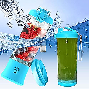 20oz Portable Blender Large Capacity Travel Juice Cup,Smoothies and Shakes Blender, Baby Food Crush Ice Frozen Mixing with 6 Blades 4000mAh Rechargeable Battery,for Home, Travel, Office (Light Blue)