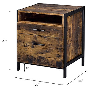 Acme Juvanth Wooden Nightstand with 2-Drawer in Rustic Oak and Black