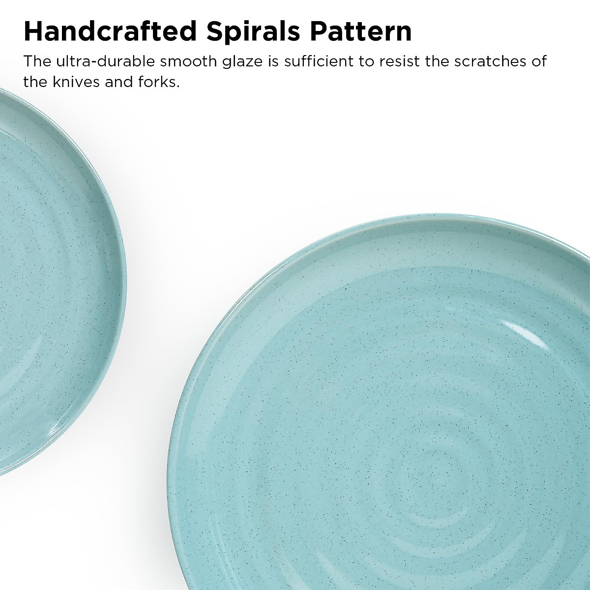 Ollieroo 16 Pieces Stoneware Dinnerware Sets Dishwasher & Microwave Safe, Handpainted Spirals Pattern Ceramic Dish Set Includes Plates, Bowls and Handled Mugs, Kitchen Dinner Set for 4, Multicolor