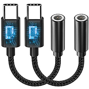 【2 Pack】 USB Type C to 3.5mm Audio Adapter, USB C to Aux Audio Dongle Cable Cord, USB Type C to 3.5mm Female Headphone Jack Adapter for Pixel 4 3 2 XL Samsung S21 Ultra S20+ Note 20 S9 Plus iPad Pro