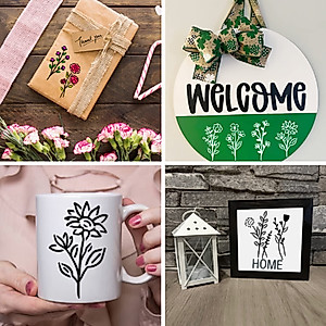 Botanical Flower Stencils for Crafts Small Wildflower Floral Paint Stencil for Painting on Wood Card Making, Tiny Nature Vine Herb Essential Art Stencils for Adults Kids Furniture Walls (50 flowers 2)