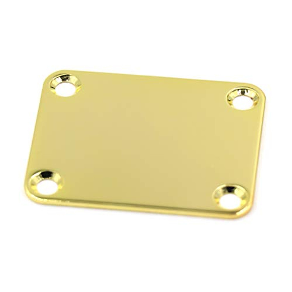 DISENS Thick Metal Guitar Neck Plate with Screws,4 Holes Guitar Neck Joint Board Replacement Neckplate Electric Bass Guitar Accessories (Gold)