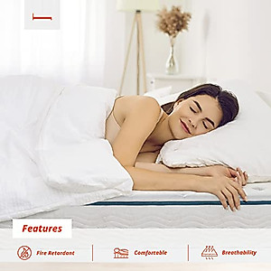 PrimaSleep 10 inch Hybrid Comfort Tight Top Spring Mattress Queen Size Dark Blue Piping,Cool I Gel Memory Foam, CertiPUR US Certified, Compressed Packing