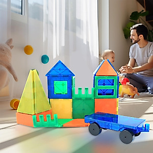 vanstarry 65 Piece Magnetic Tiles Building Blocks Set for Boys Girls Preschool Educational Construction Kit Magnet Stacking Toys for Kids Toddlers Children 3 4 5 6 7 8 Year Old