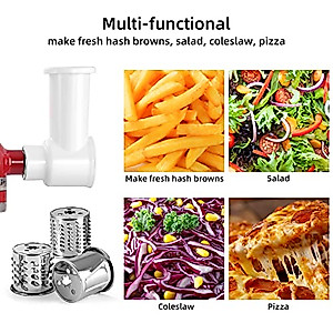 Slicer Shredder Attachments for Kitchenaid Mixer, Slicer Accessories to Quickly Slice Vegetables for Salads,Potatoes,Cucumbers,Casseroles White