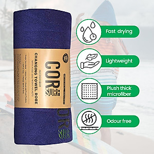 COR Surf Poncho Changing Towel Robe with Hood and Front Pocket | Thick Quick Dry Microfiber Wetsuit Poncho Towel for Surfing Beach Pool Swim (Medium - Retro Sand)